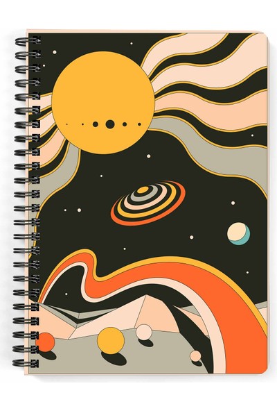 Astak Gezegenler Baskılı Ahşap Kapaklı Defter 15X20 cm DFT5217