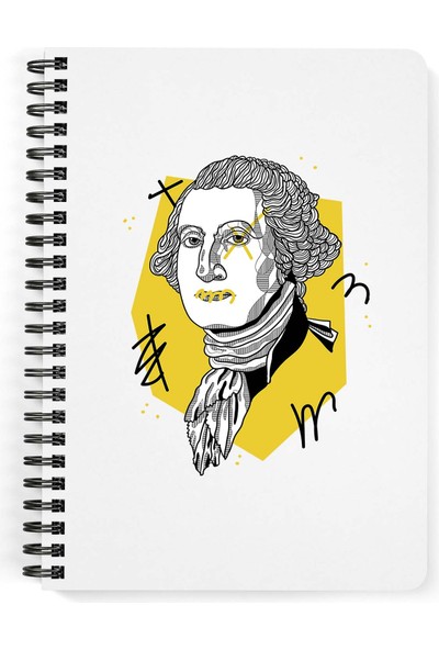 Astak George Washington Baskılı Ahşap Kapaklı Defter 15X20 cm DFT922