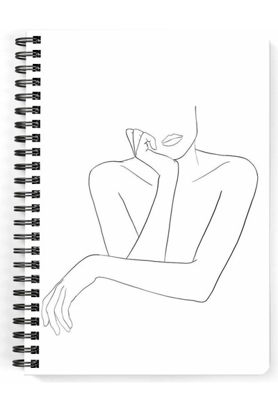 Astak Soyut Kadın Baskılı Ahşap Kapaklı Defter 15X20 cm DFT2960