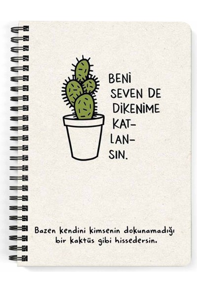 Astak Kaktüs Baskılı Ahşap Kapaklı Defter 15X20 cm DFT4121