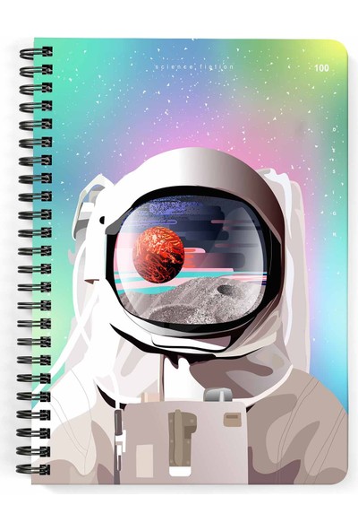 Astak Astronot Baskılı Ahşap Kapaklı Defter 15X20 cm DFT5146