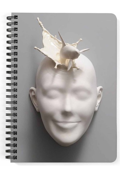 Astak Heykel Yüz Baskılı Ahşap Kapaklı Defter 15X20 cm DFT3081