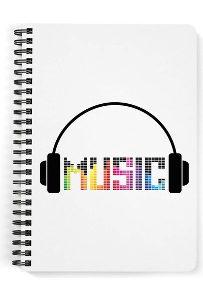 Music Baskılı Ahşap Kapaklı Defter 15X20 cm DFT496