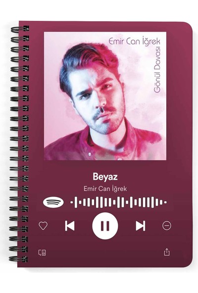 Emir Can Iğrek Beyaz Spotify Karekodlu Baskılı Ahşap Kapaklı Defter 15X20 cm DFT2769 Emir Can Iğrek Beyaz Spotify Karekodlu Baskılı Ahşap Kapaklı Defter 15X20 cm DFT2769