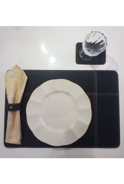 Icone 3 Parça Deri Amerikan Servis&bardak Altlığı&peçetelik Takımı Icone 3 Parça Deri Amerikan Servis&bardak Altlığı&peçetelik Takımı