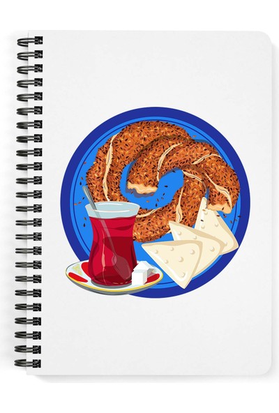 Astak Simit Çay Baskılı Ahşap Kapaklı Defter 15X20 cm DFT1418