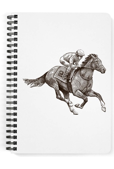At Yarışı Baskılı Ahşap Kapaklı Defter 15X20 cm DFT746
