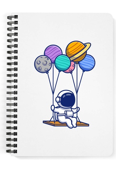 Astak Gezegen Balonları Baskılı Ahşap Kapaklı Defter 15X20 cm DFT1841