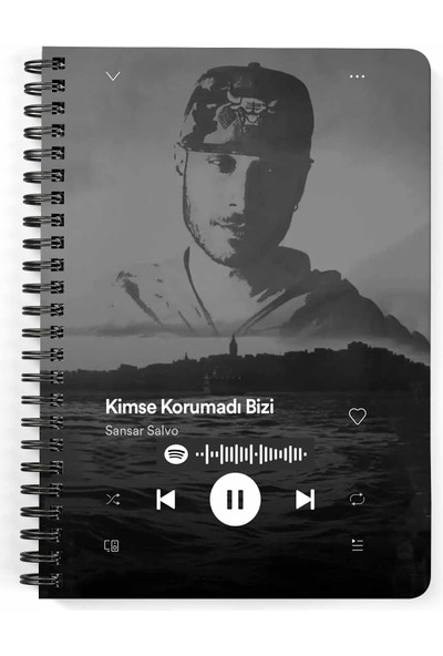 Kimse Korumadı Bizi Spotify Karekodlu Baskılı Ahşap Kapaklı Defter 15X20 cm DFT2808 Kimse Korumadı Bizi Spotify Karekodlu Baskılı Ahşap Kapaklı Defter 15X20 cm DFT2808