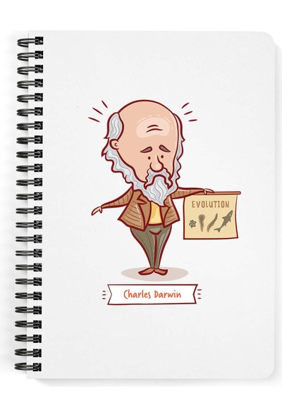 Astak Charles Darwin Baskılı Ahşap Kapaklı Defter 15X20 cm DFT897 Astak Charles Darwin Baskılı Ahşap Kapaklı Defter 15X20 cm DFT897