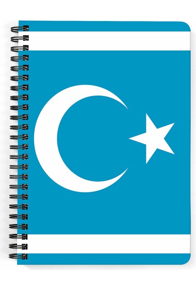 Türkmen Bayrağı Baskılı Ahşap Kapaklı Defter 15X20 cm DFT5502