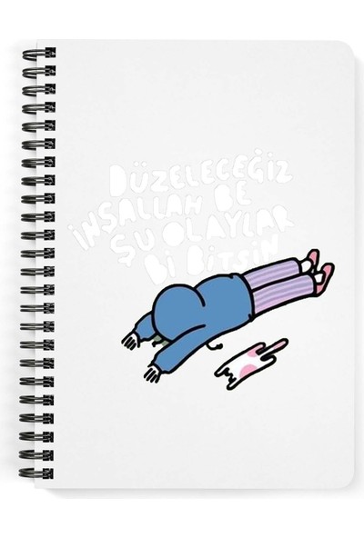 Astak Düzeleceğiz Inşallah Baskılı Ahşap Kapaklı Defter 15X20 cm DFT5849