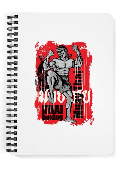 Muay Thai Baskılı Ahşap Kapaklı Defter 15X20 cm DFT2086