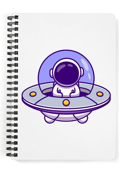 Astak Astronot Baskılı Ahşap Kapaklı Defter 15X20 cm DFT6069