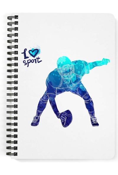 Rugby Baskılı Ahşap Kapaklı Defter 15X20 cm DFT2113