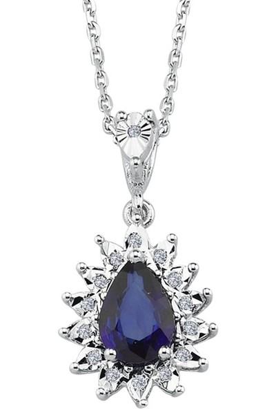 Livia 14 Ayar 0,86 Karat Safir 0,09 Karat Pırlanta Kolye