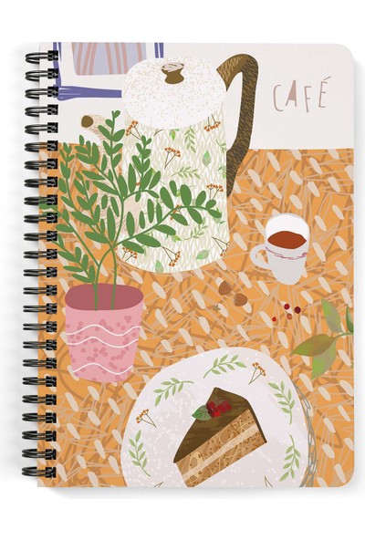 Kafe Baskılı Ahşap Kapaklı Defter 15X20 cm DFT525