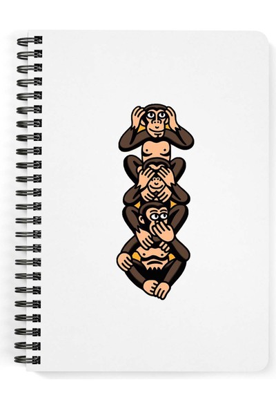 Astak 3 Maymun Baskılı Ahşap Kapaklı Defter 15X20 cm DFT5901 Astak 3 Maymun Baskılı Ahşap Kapaklı Defter 15X20 cm DFT5901