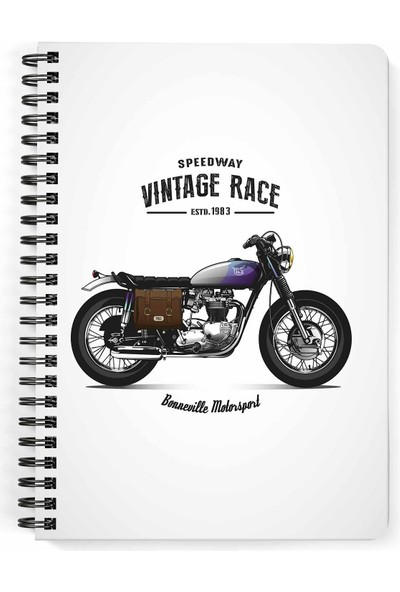 Astak Vintage Race Baskılı Ahşap Kapaklı Defter 15X20 cm DFT2660