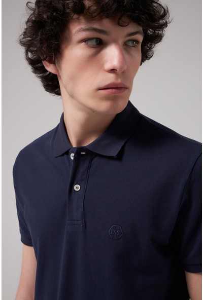 D's Damat Regular Fit Lacivert Pike Dokulu T-Shirt