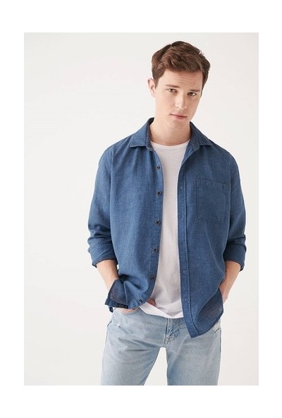 Mavi Erkek Uzun Kollu Gömlek