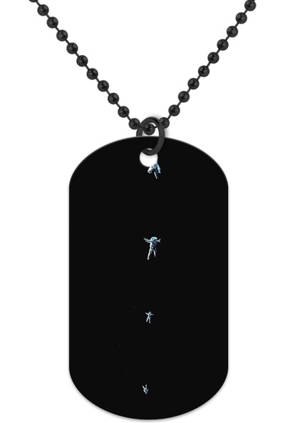 Rowalsi Astronots Baskılı Siyah Zincirli Künye/kolye TYT1426