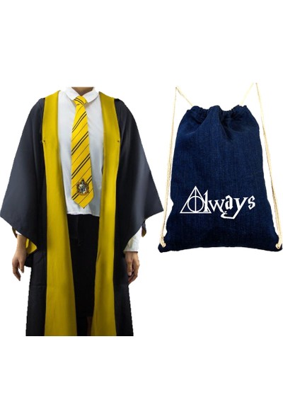 Levo Harry Potter Cübbe Hufflepuff Model ve Oyuncak Çantası Cübbe Pelerin Levo Harry Potter Cübbe Hufflepuff Model ve Oyuncak Çantası Cübbe Pelerin
