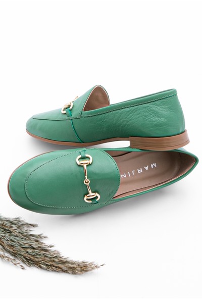 Marjin Kadın Deri Zincirli Loafer Günlük Ayakkabı Tanle