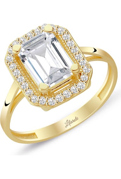 Lilarote Kare Taşlı Modern Baget Yüzük