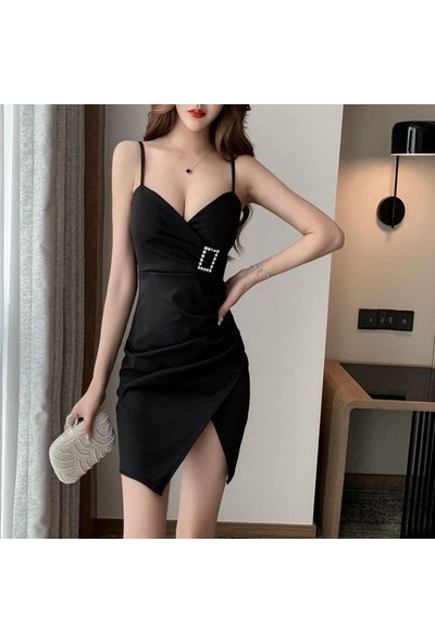 Özata Express Askılı Kruvaze Krep Elbise