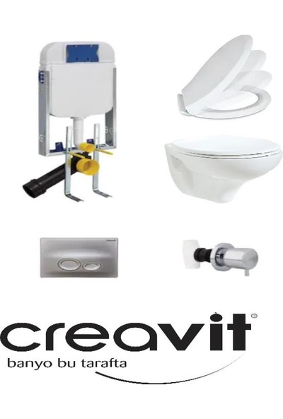 Creavit TP320 Gömme Rezervuar Seti 5 Parça Yavaş Kapanırlı Creavit TP320 Gömme Rezervuar Seti 5 Parça Yavaş Kapanırlı