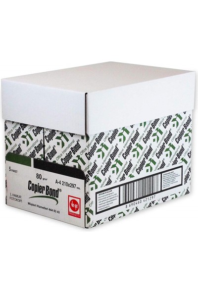 Copier Bond Fotokopi Kağidi A4 500 Yaprak 80 gr Koli 5'li Paket Copier Bond Fotokopi Kağidi A4 500 Yaprak 80 gr Koli 5'li Paket