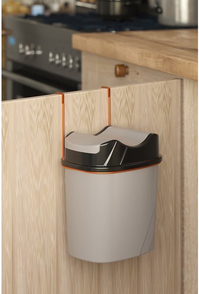 New Cross Dolap Içi Askılı Mutfak Çöp Kovası Gri-Bakır New Cross Dolap Içi Askılı Mutfak Çöp Kovası Gri-Bakır