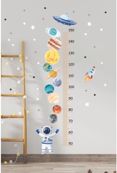 Piksel Grafik Gezegenler Boy Ölçer Çocuk Odası Duvar Sticker Piksel Grafik Gezegenler Boy Ölçer Çocuk Odası Duvar Sticker