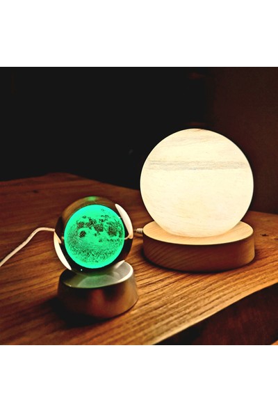 Dolunay Ay Gezegen Işıklı Cam Küre