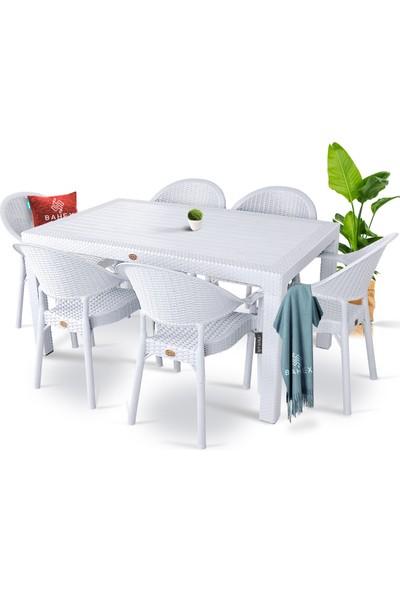 Bahex Bambu Neew 90X150CM Rattan Bahçe Balkon Masa Takımı 6 Kişilik Camsız Set Bahex Bambu Neew 90X150CM Rattan Bahçe Balkon Masa Takımı 6 Kişilik Camsız Set