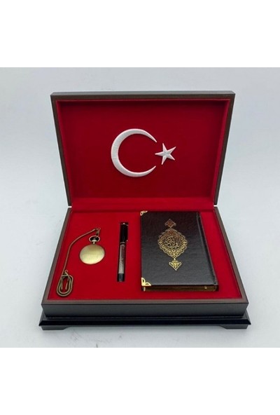 Kuranı Kerim Bayraklı Kutulu Kalem ve Köstekli Saat - Ahmet Hüsrev Altınbaşak (Ciltli)
