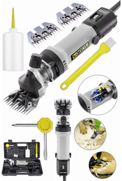 Steiner Alman 4200 W Devir Ayarlı Çelik Şanzıman Bakır Sargılı Koyun Kırkma Kırpma Makinesi + 2 Takım Bıçak Steiner Alman 4200 W Devir Ayarlı Çelik Şanzıman Bakır Sargılı Koyun Kırkma Kırpma Makinesi + 2 Takım Bıçak