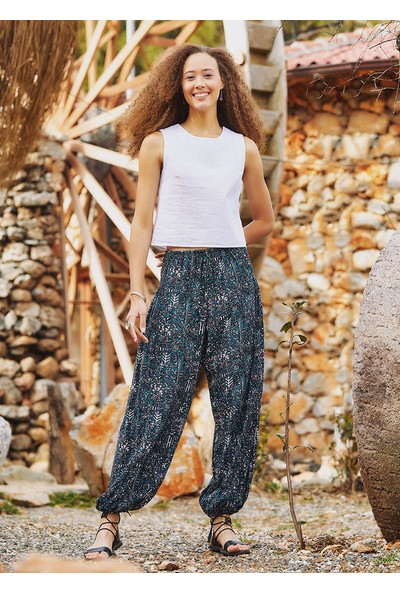 Clandestino Bilekten Lastikli Şalvar Pantolon Petrol Clandestino Bilekten Lastikli Şalvar Pantolon Petrol