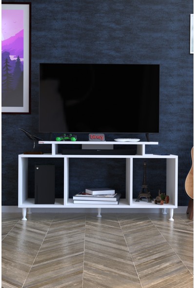 Binsy Sade Tv Ünitesi 120 cm Dekoratif Kullanışlı Alan Tasarruflu Televizyon Ünitesi