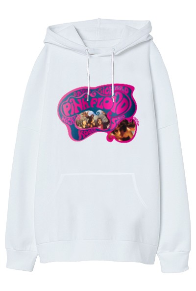 Tisho Pink Floyd Psychedelic Rock Baskılı Oversize Unisex Kapüşonlu Sweatshirt
