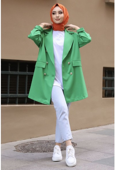 İkoll Erkek Yaka Oversize Ceket-Benetton Yeşili