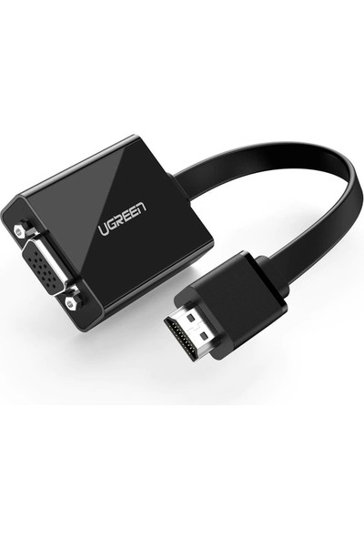 Ugreen Flat Kablolu HDMI To VGA Aux Dönüştürücü Siyah Ugreen Flat Kablolu HDMI To VGA Aux Dönüştürücü Siyah