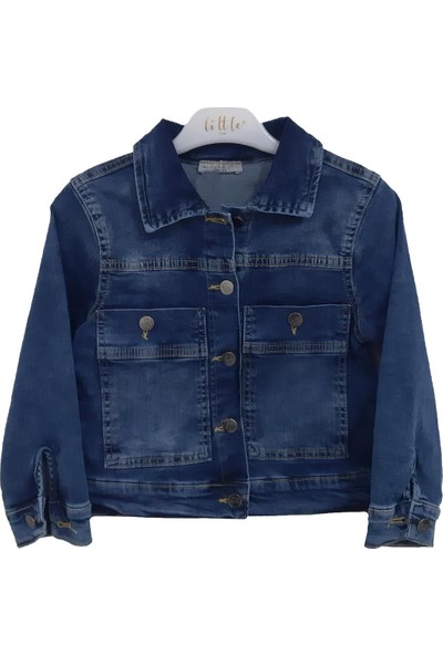 Little Star Kız Çocuk Arka Kız Baskılı Kot Ceket