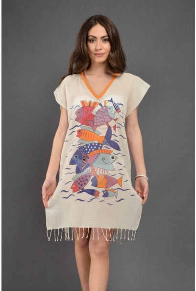 Dosimira Plaj Elbisesi- Yakalı Modern Balık 40/42