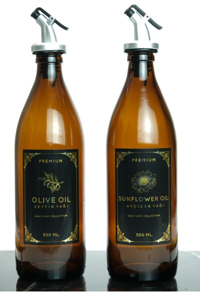 Simona Home Amber 2'li 500 ml Olıve Oıl (Zeytinyağı) Sunflower Oıl (Ayçiçek Yağı) Sıvıyağ Şişesi Yağdanlık Etiketli Yağlık Seti Simona Home Amber 2'li 500 ml Olıve Oıl (Zeytinyağı) Sunflower Oıl (Ayçiçek Yağı) Sıvıyağ Şişesi Yağdanlık Etiketli Yağlık Seti