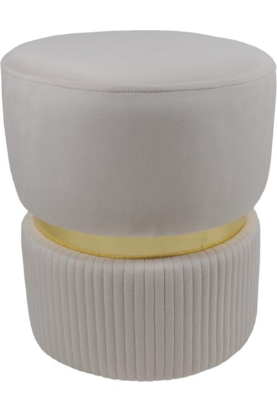 Breda Home Lüx Spor Dikişli Gold Detaylı Silinebilir Kadife Krem Puf Breda Home Lüx Spor Dikişli Gold Detaylı Silinebilir Kadife Krem Puf
