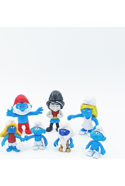 Pop Şeker Şirinler Oyuncak Figür Seti Şirin Baba, Vexy, Şirine 7'li Şirinler Seti