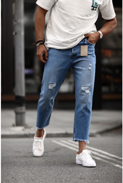 Karpefingo Erkek Yırtıklı Mavi Boyfriend Kot Pantolon Karpefingo Erkek Yırtıklı Mavi Boyfriend Kot Pantolon