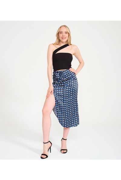 Ela Sisters Yırtmaç Detaylı Midi Etek